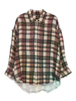 R13 Frayed Plaid Shirt - Black