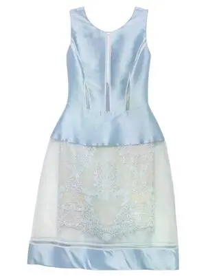 GEMY MAALOUF Lace-insert Satin Mini Dress - Blue