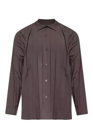 Issey Miyake Edge Pleated Long-sleeve Shirt - Brown