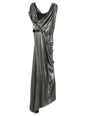 GEMY MAALOUF Embellished Draped Maxi Dress - Silver