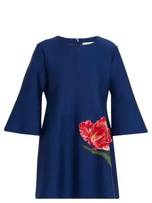 Carolina Herrera Tulip Bell-sleeve Mini Dress - Dark Navy
