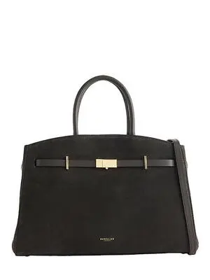 DEMELLIER The Midi Hudson Leather Top-Handle Bag Espresso Suede