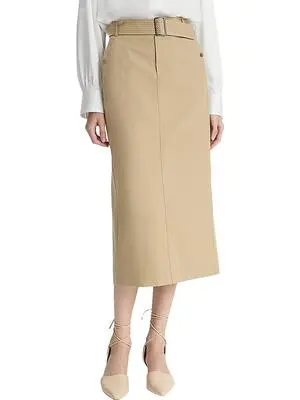 Vince Belted Midi Skirt - Cobble Stone