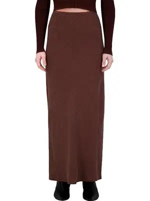POINT Brushed Straight Slip Skirt - Chocolate
