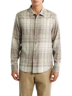 Vince Chilton Plaid Cotton Button-up Shirt - Heather Mouse Combo
