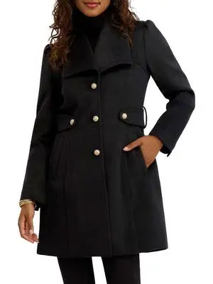 Kensie Wool-blend Long Coat - Black