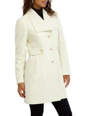 Kensie Wool-blend Long Coat - Ivory