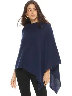 MONTICELLI CASHMERE Pure Cashmere Poncho Melange Blue