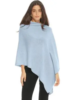 MONTICELLI CASHMERE Pure Cashmere Poncho Pastel Blue