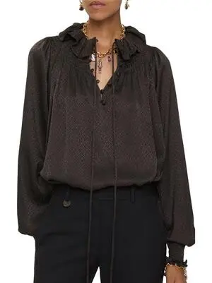 Burberry Geometric Silk Blouse - Hawk Brown