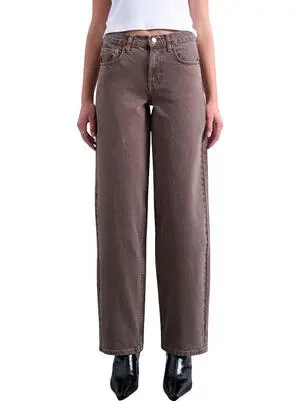 Topshop Cinch Low Rise Relaxed Jeans - Brown