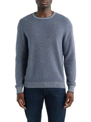 Nordstrom Texture Cotton & Cashmere Sweater - Navy-oatmeal Heather