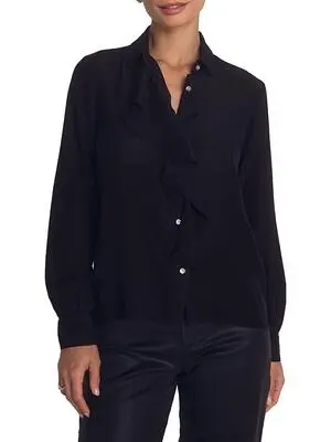 Bella Dahl Ruffle Button-up Shirt - Black