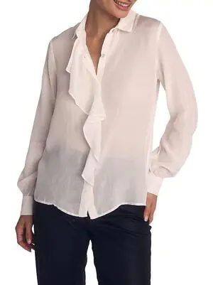 Bella Dahl Ruffle Button-up Shirt - Sheer Ivory