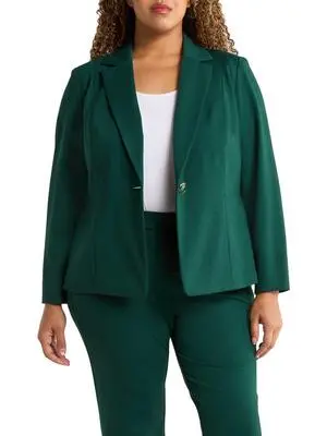 KASPER One-button Seamed Waist Blazer - Evergreen