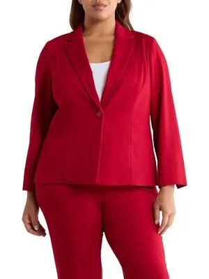 KASPER One-button Seamed Waist Blazer - Fire Red