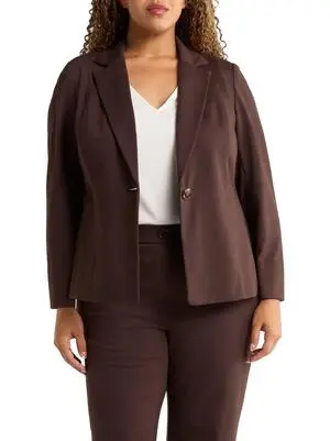 KASPER One-button Seamed Waist Blazer - Rich Chocolate