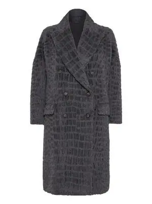 Brunello Cucinelli Croc Embroidery Coat - Anthracite