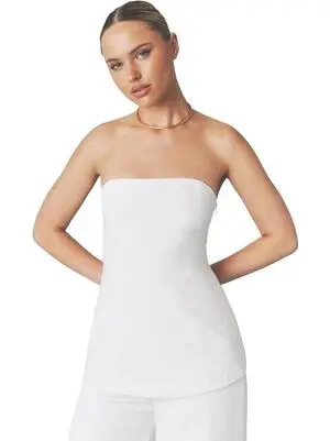 SIX STORIES Verity Tailored Bandeau Longline Top - White