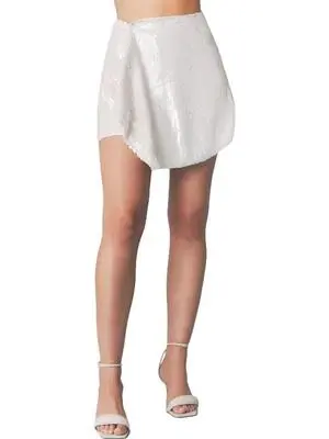 SIX STORIES Sequin Embellished Wrap Skirt - Ivory