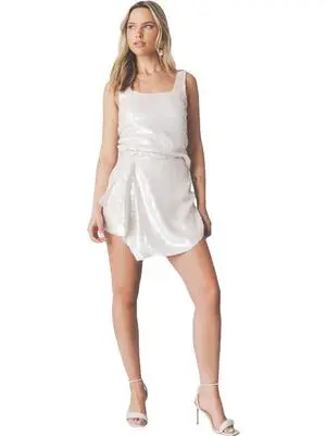 SIX STORIES Sequin Embellished Wrap Skirt - Ivory