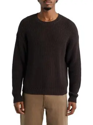 Bp. Oversize Cotton Crewneck Sweater Brown Torte