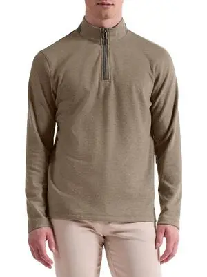 Bugatchi Houndstooth Quarter Zip Top Taupe