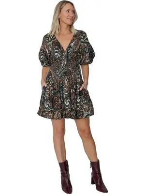 WEST OF Brigitte Mini Dress Emilie Ikat Paisley