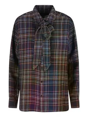 Saint Laurent Tie-fastening Checked Shirt - Black
