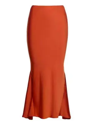 V:PM ATELIER Terra Satin Fishtail Midi Skirt - Orange
