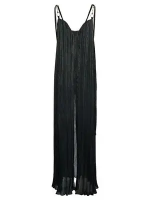 V:PM ATELIER Rossa Plissé Strap Maxi Dress - Black