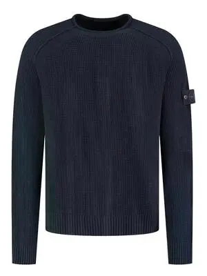 Stone Island Compass-patch Crew-neck Sweater - Blue
