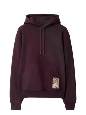 Burberry Check-label Cotton Hoodie - Red
