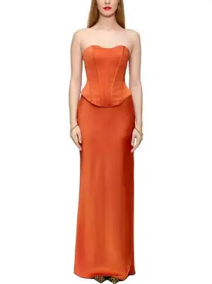 V:PM ATELIER Sophia Corset-bodice Maxi Dress - Orange