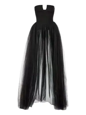 V:PM ATELIER Strapless Tulle-panel Top - Black