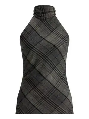 Ralph Lauren Check-pattern Turtleneck Top - Grey