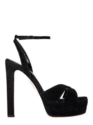 AQUAZZURA 130mm Glitter-embellished Sandals - Black