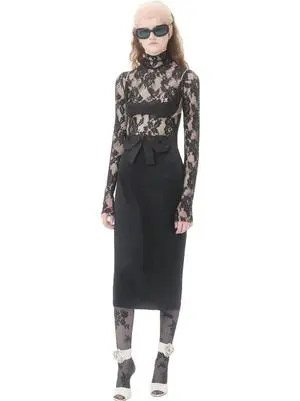 Valentino Garavani Satin Skirt With Bow - Black
