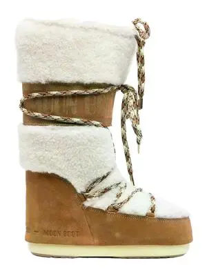 Moon Boot Lab69 Icon Lace-up Shearling Boots - Neutrals