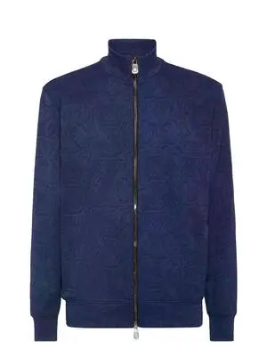 BILLIONAIRE Jacquard Zip-up Sweatshirt - Blue