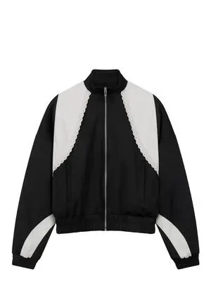 ROUGH. Contrast Long-sleeves Track Jacket - Black