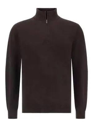 Boggi Milano Half-zip Wool Sweater - Brown
