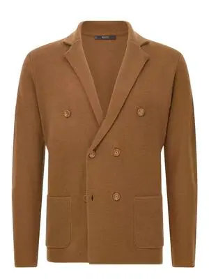 Boggi Milano Double-breasted Knit Jacket - Brown