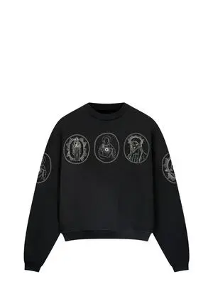 ROUGH. Circular-print Cotton Sweatshirt - Black