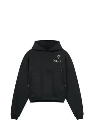 ROUGH. Floral-print Pocket Hoodie - Black