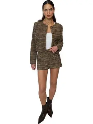 Central Park West Billie Jewel Neck Jacket - Plaid