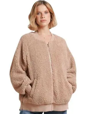 NOM MATERNITY Nom Maternity Cozy Bomber Jacket With Side Zips