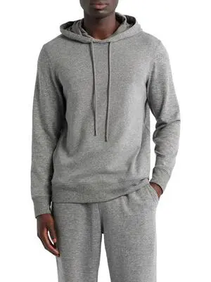 Daniel Buchler Pinstripe Pajama Hoodie - White Grey Stipe