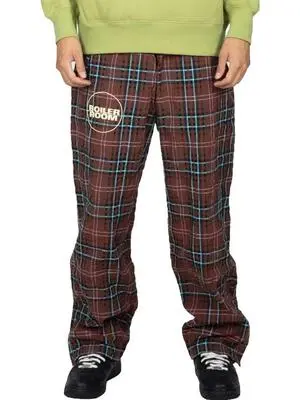 PLEASURES X Boiler Room Practice Plaid Track Pants - Brown