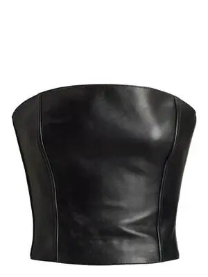 Ralph Lauren Strapless Leather Top - Black